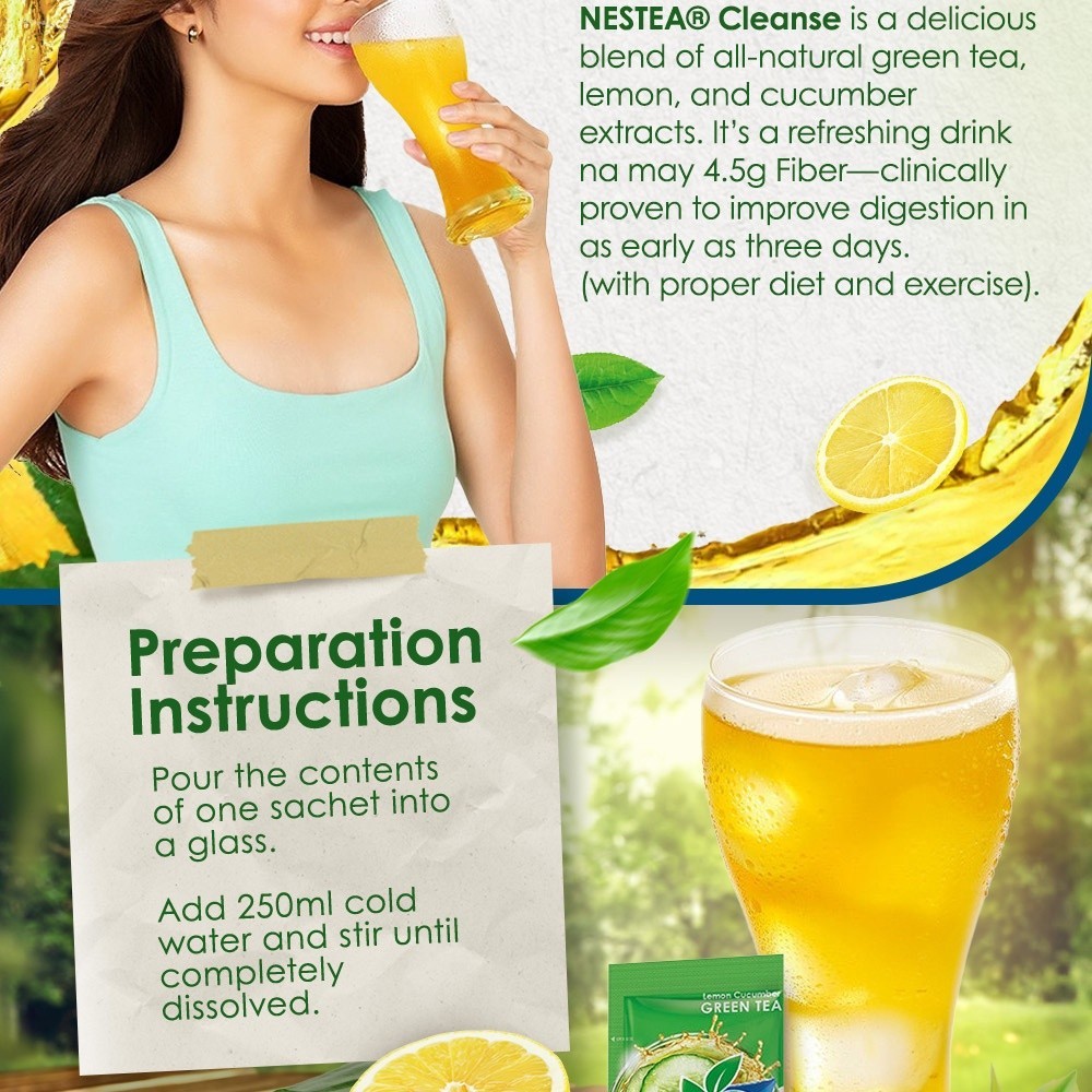 Nestea Cleanse Lemon Cucumber Powdered Green Tea with Fiber 250ml ...