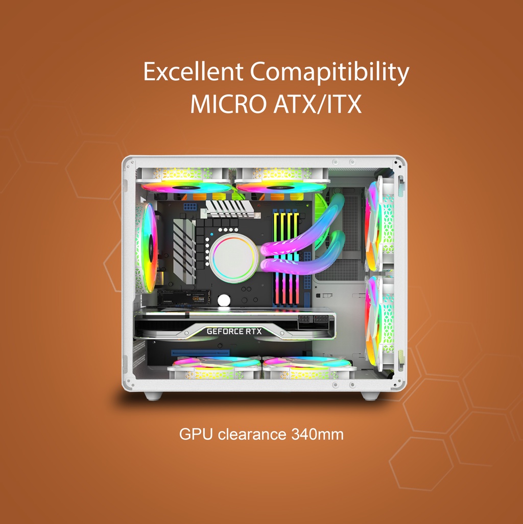 YGT V300 MINI GAMING CASE BLACK WHITE MICRO-ATX/ITX | Shopee Philippines
