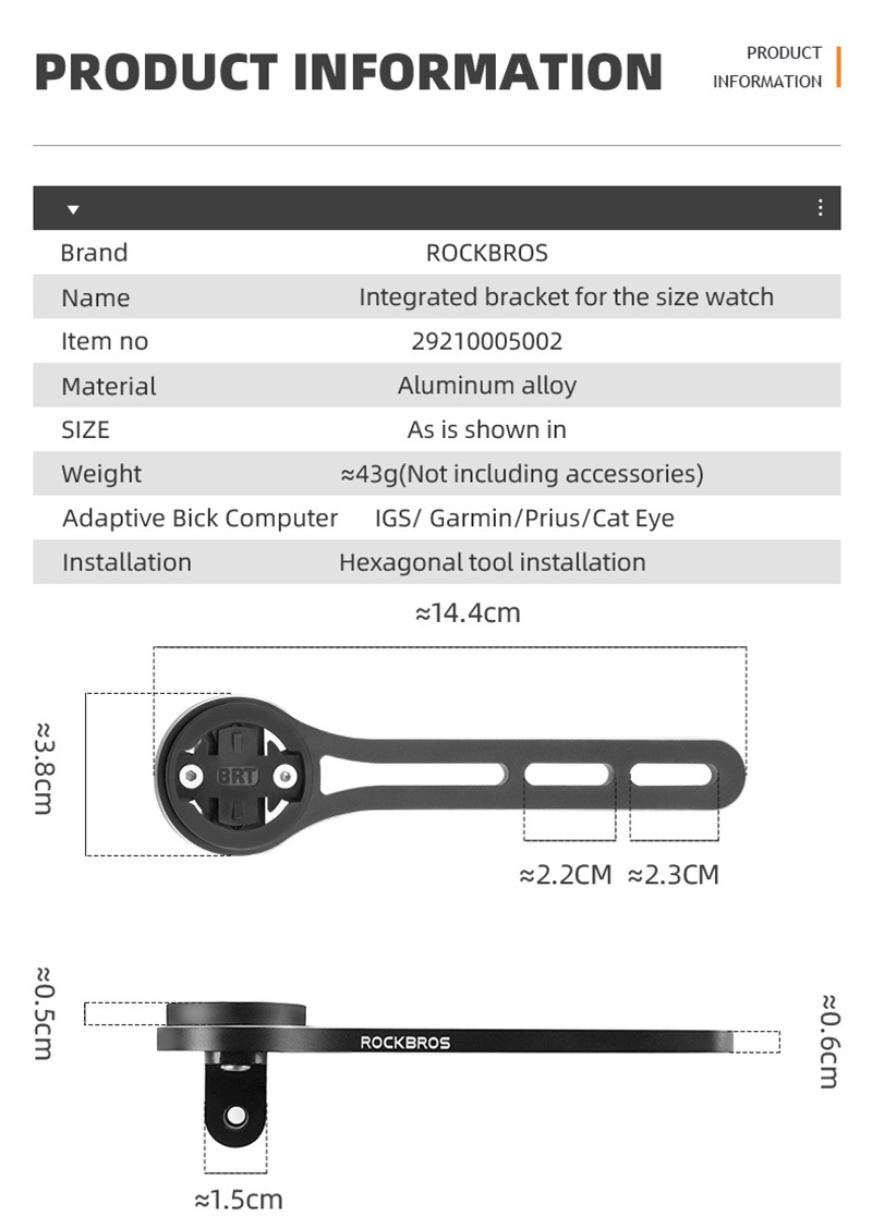 ROCKBROS Bracket For Integrated Handlebar Bicycle Light Speedometer ...