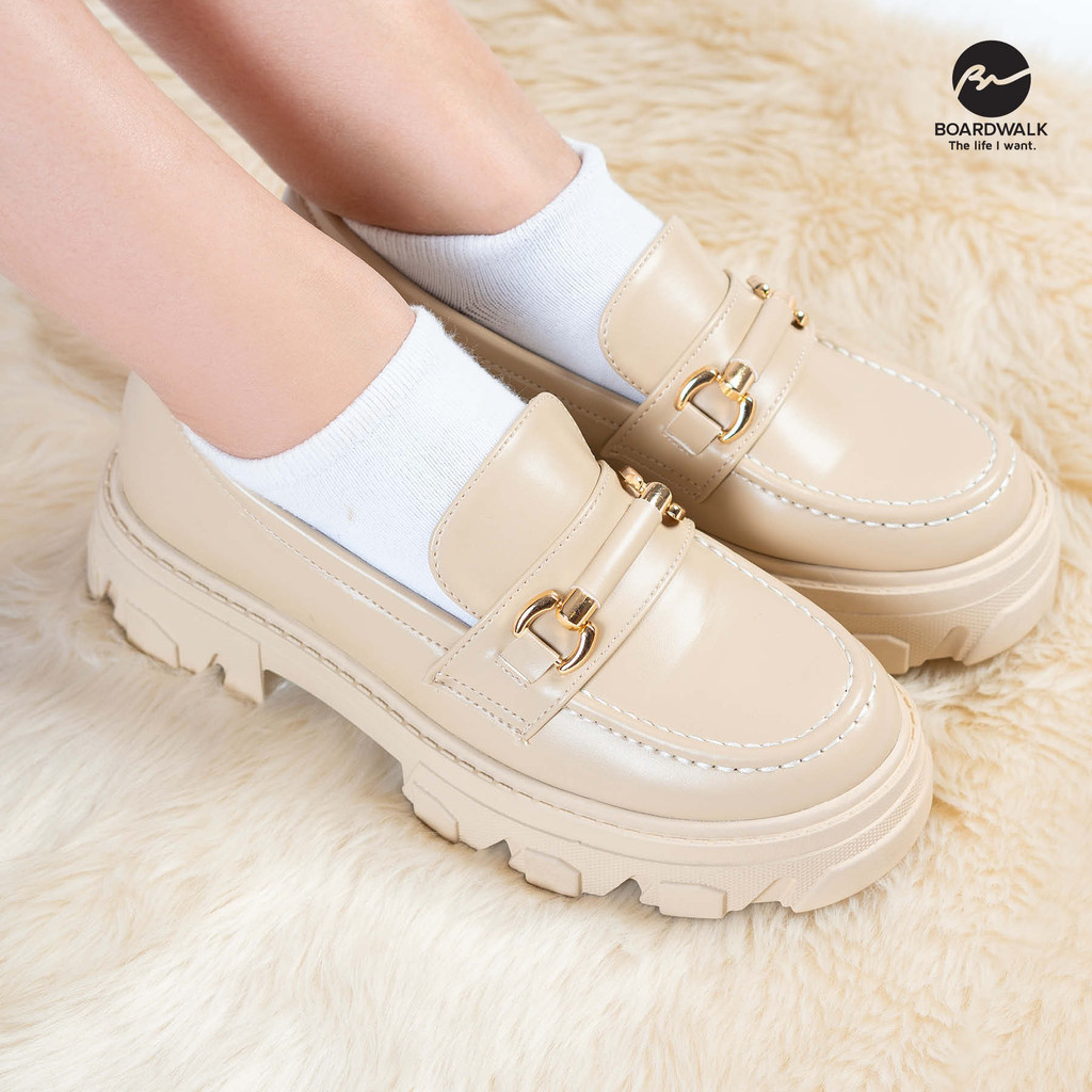 Boardwalk Elan Black and Beige Platform Loafers Shoes | Shopee Philippines