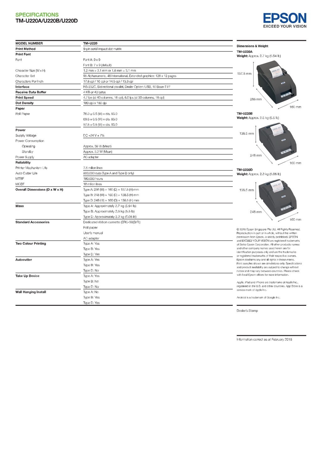 Epson TM-U220B POS Printer TMU 220B TMU 220 TM U220 | Shopee Philippines