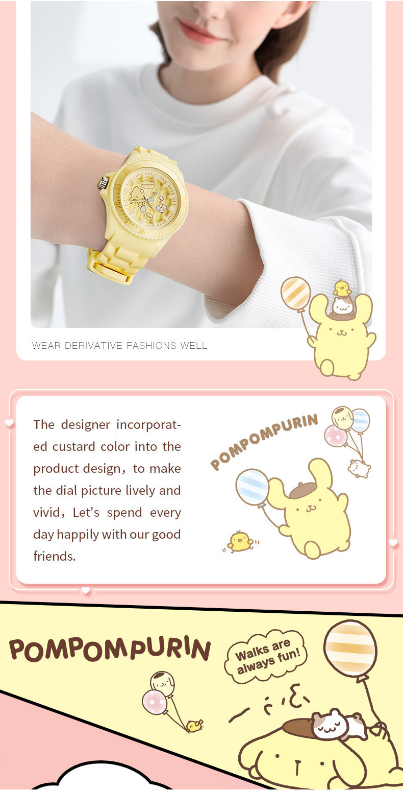 ZGO x Sanrio PomPomPurin Watch For Girl 2025 New Style Waterproof LED ...