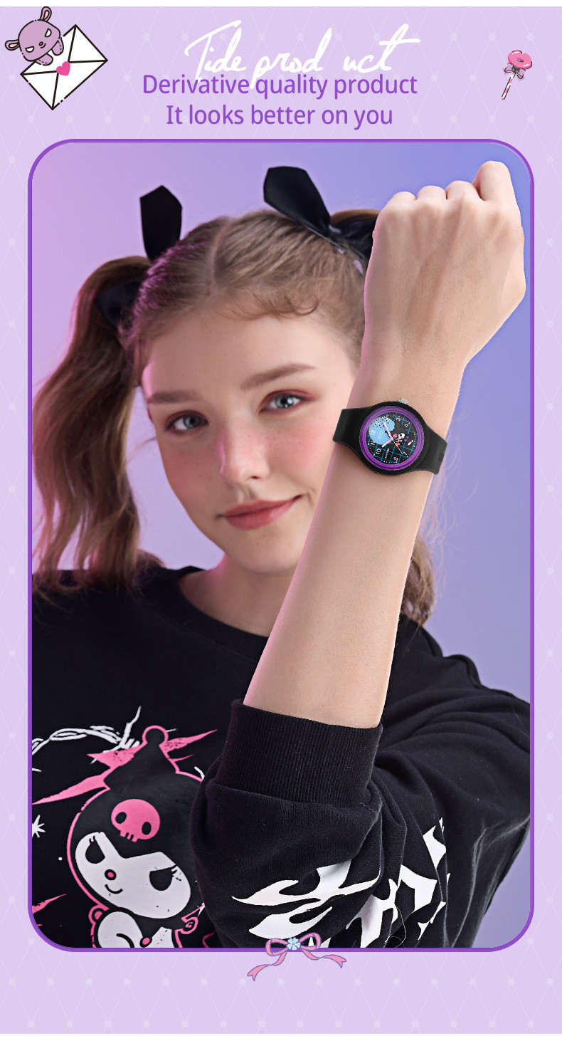 【On sale】ZGO x Sanrio Kuromi Watch For Kids Waterproof Luminous Sport ...