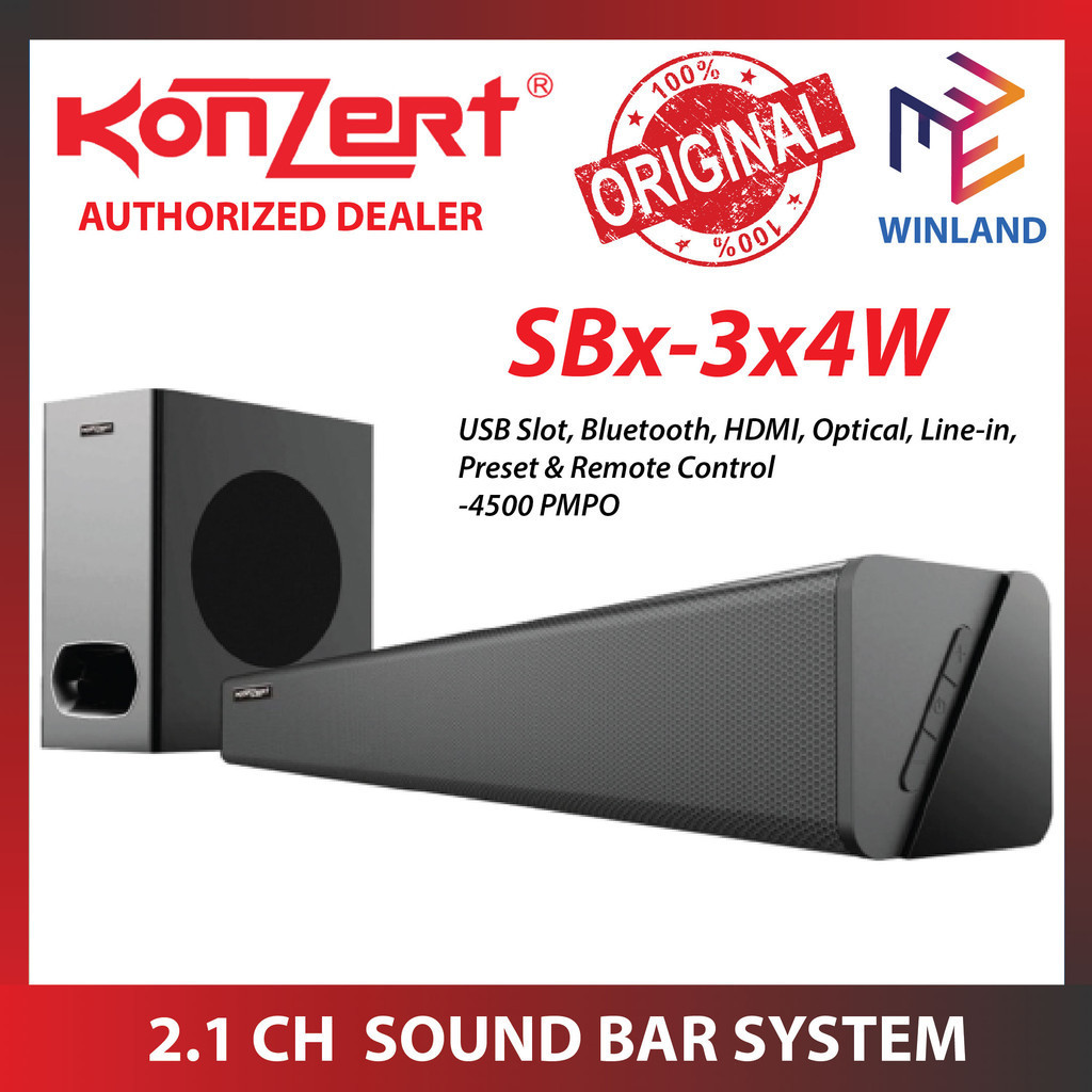 Konzert by Winland 2.1ch Sound Bar System w/ USB/BT &HDMI-ARC 4500W ...