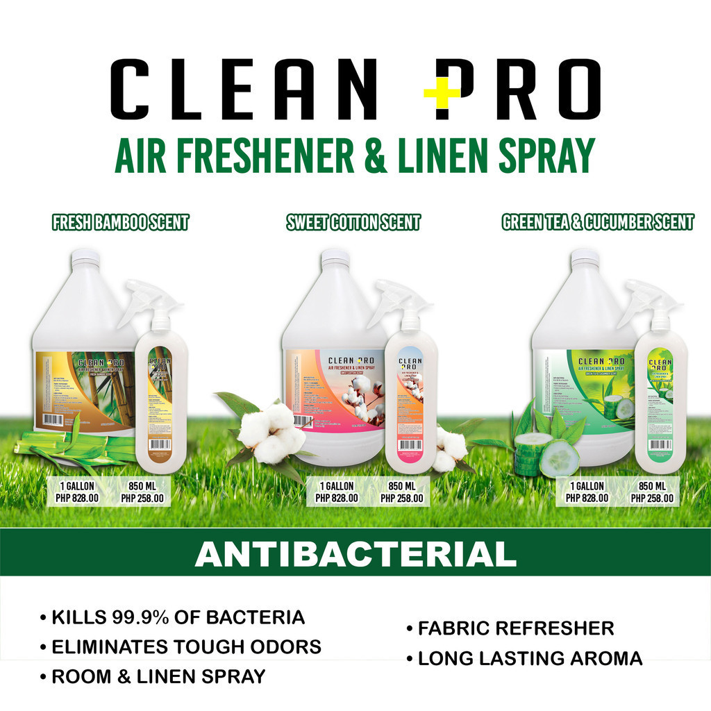Clean Pro Air Freshener & Linen Spray; Fresh Bamboo Scent; 850ml ...