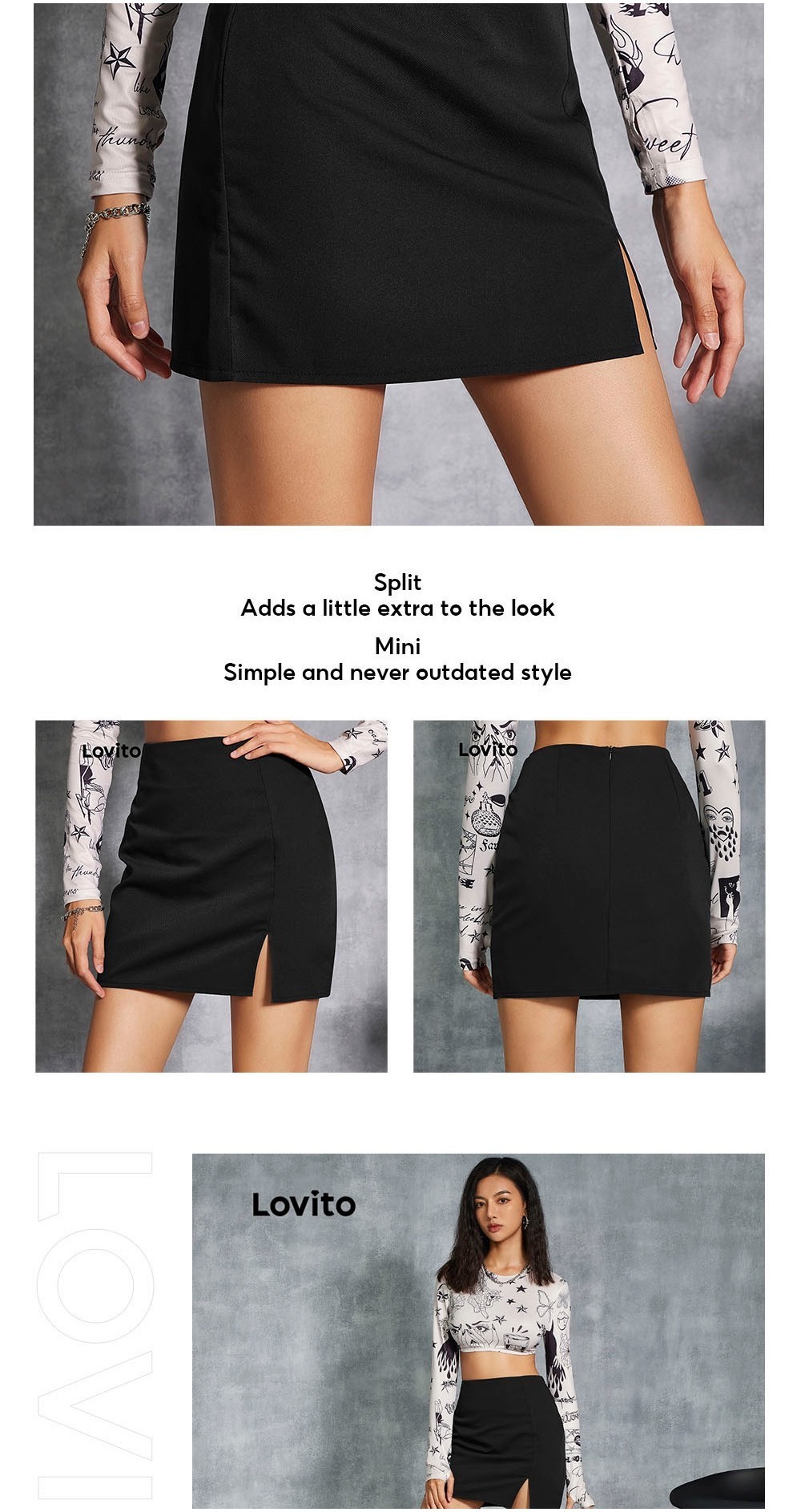 Lovito Casual Plain Split Mini Skirts For Women L20D1127 | Shopee ...