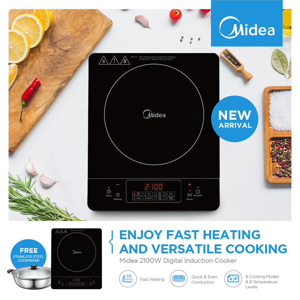 Midea Digital Induction Cooker 2100W Fast Heating Easy Touch Control ...