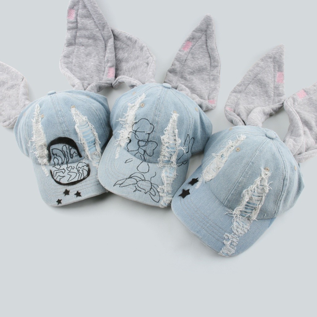 Kpop Idol Newjeans Graffiti Hat OMG HANNI Same Style Rabbit Ears cap ...