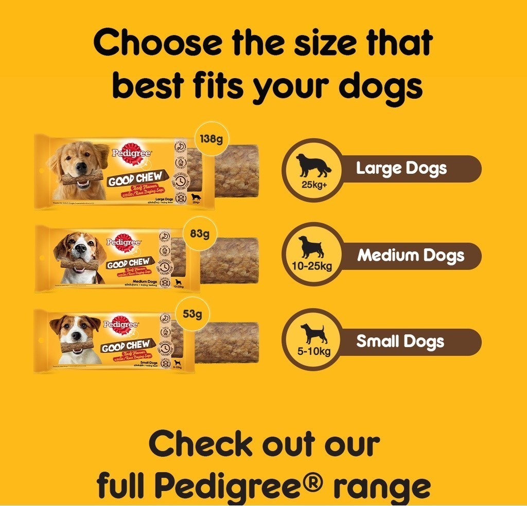 PEDIGREE Good Chew Dog Treats for Large Dogs in Beef Flavor 138g ...