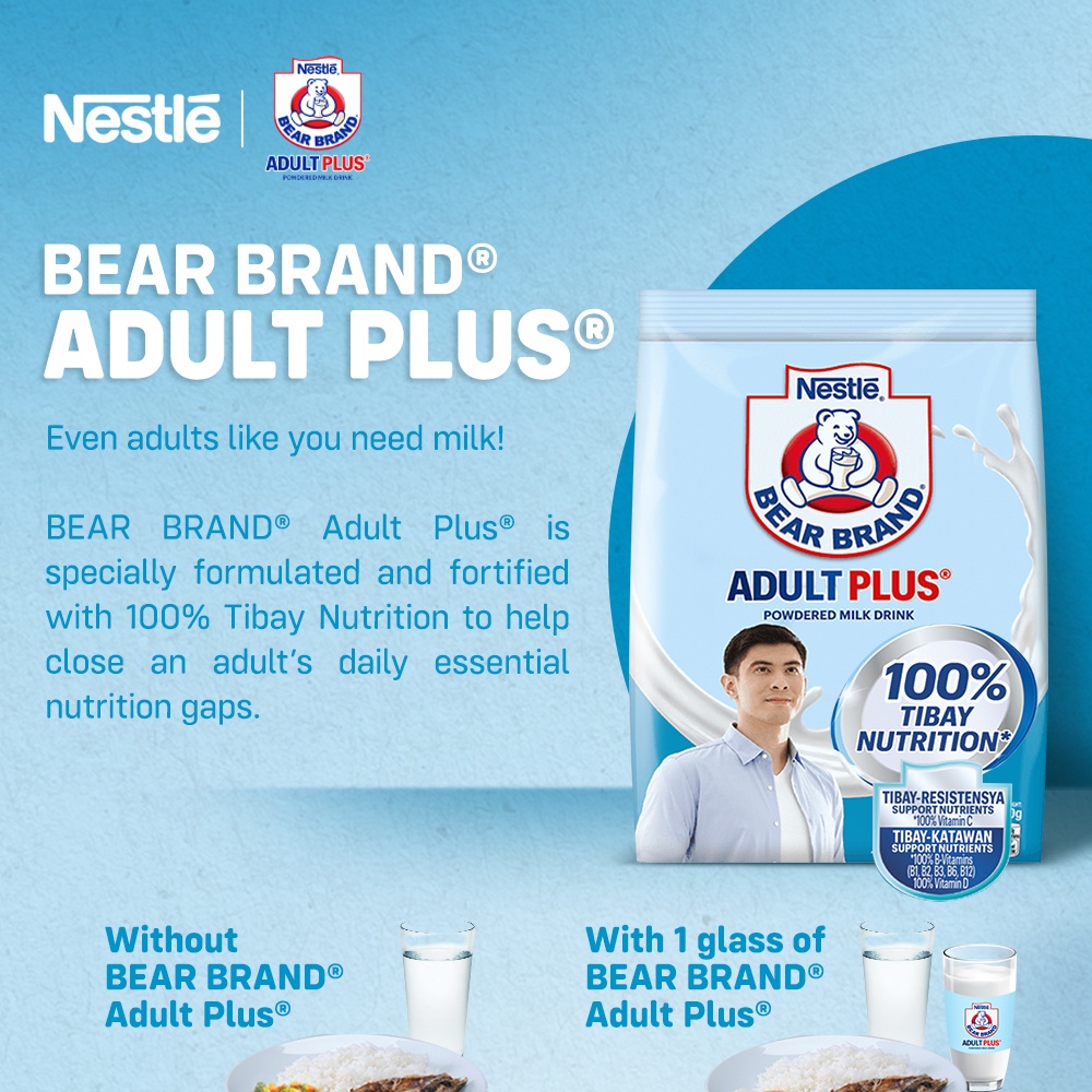Bear Brand Adult Plus Milk Powder 33g - Pack of 16 | Shopee Philippines