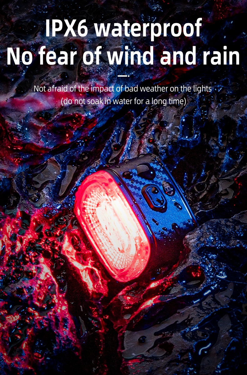 Local Delivery ROCKBROS Bike Light Smart Brake Sensing Ipx6 Waterproof ...