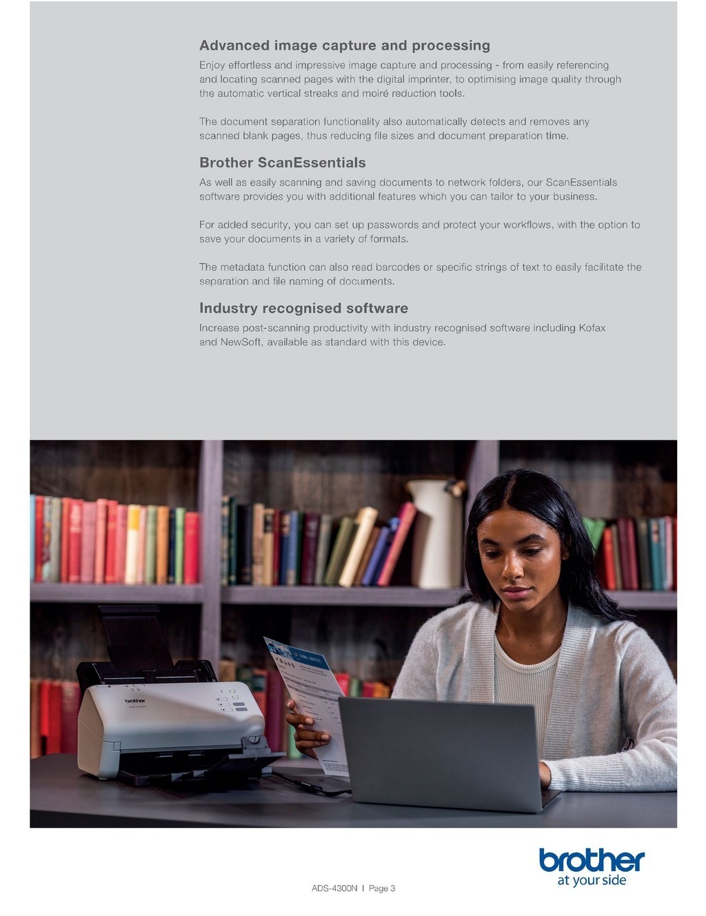 Brother ADS-4300N Professional Desktop Document Scanner ADS 4300 ...