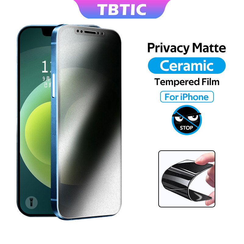 TBTIC Ceramics Matte Anti Spy Privacy Screen Protector For IPhone 16 15 ...