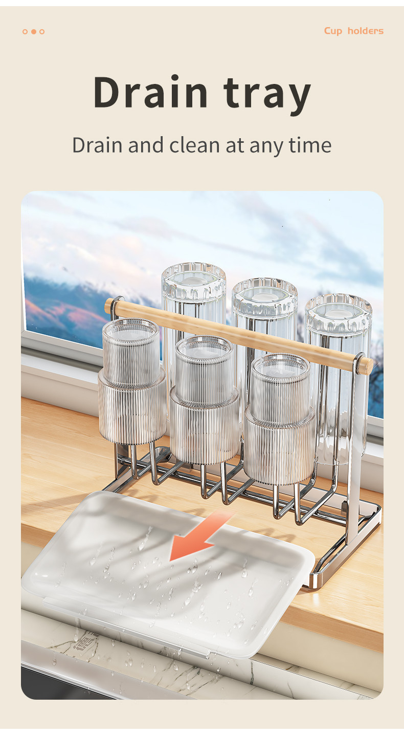 Glass Rack Organizer Glass Water Holder Stainless Steel Mug Cup Rack ...