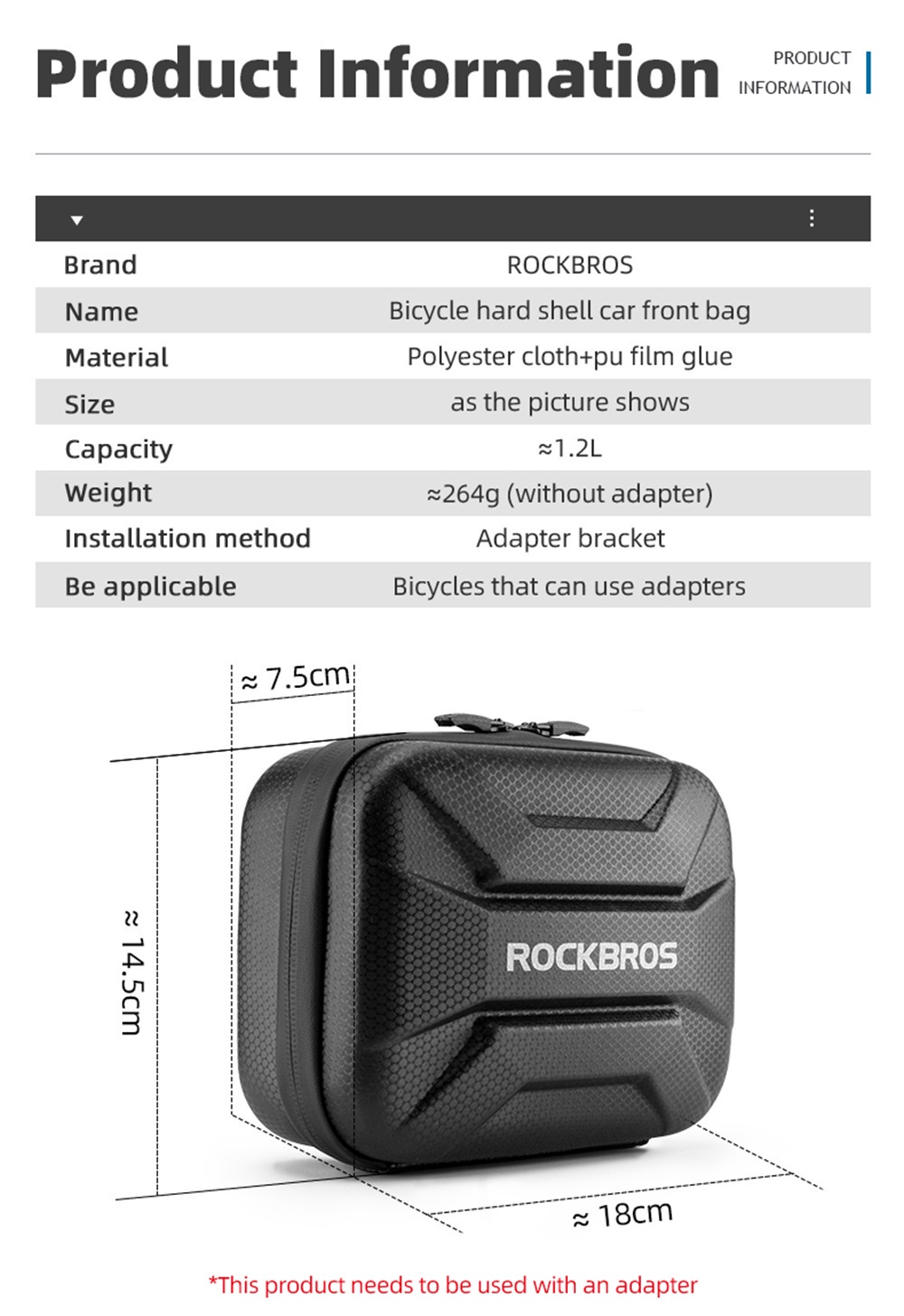 ROCKBROS Bicycle Front Bag Waterproof Hard Shell Bike Reflective ...