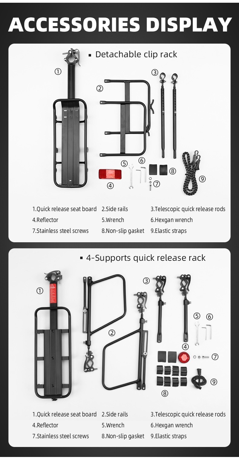 ROCKBROS Bicycle Cargo Rack Rear Bike Pannier Quick Release MTB Road ...