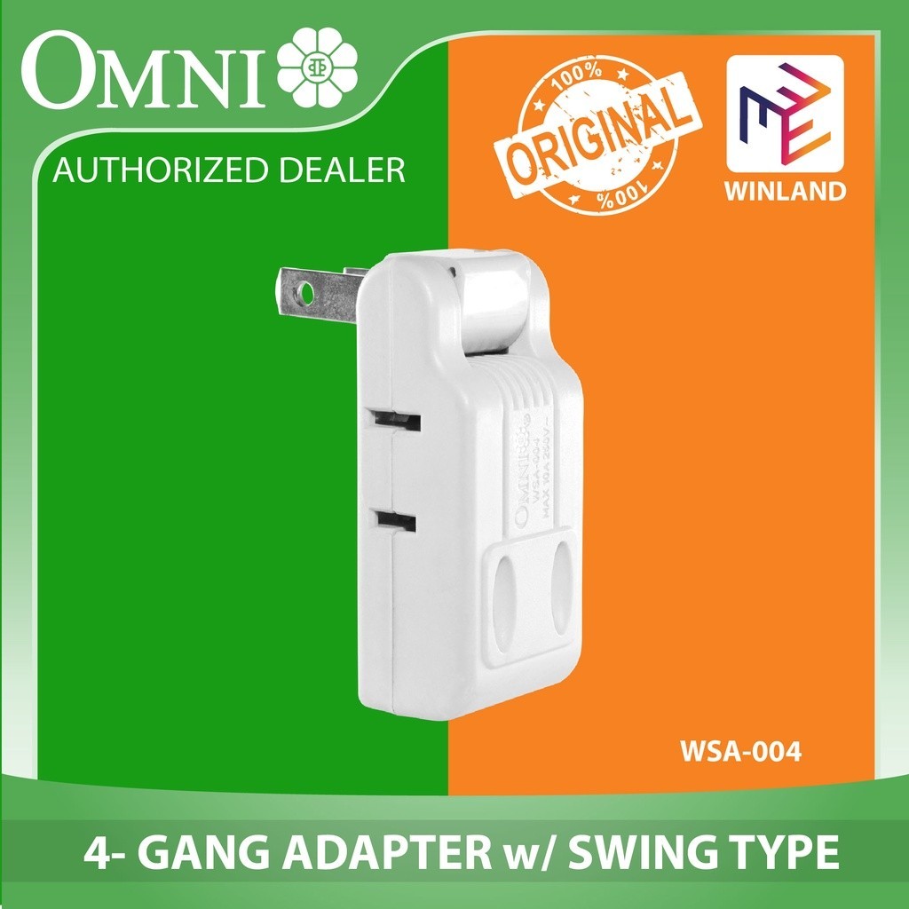 Omni by Winland 4-Gang Adapter w/ Swing Type Plug Outlet Adaptor Socket ...