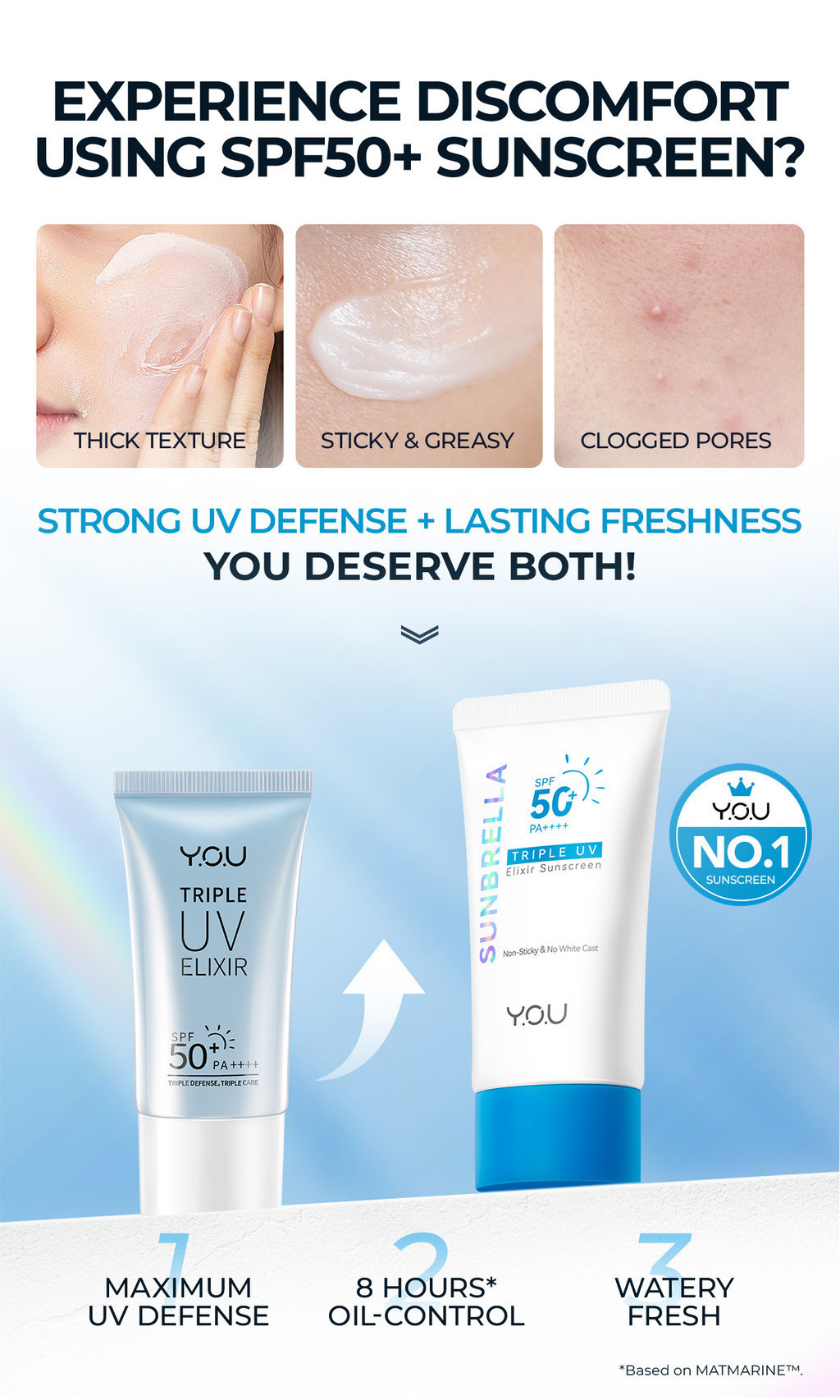 Y.O.U Sunbrella Triple UV Elixir Sunscreen SPF 50+ PA++++ | 8H Oil ...