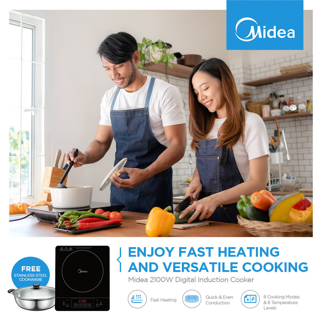 Midea Digital Induction Cooker 2100W Fast Heating Easy Touch Control ...
