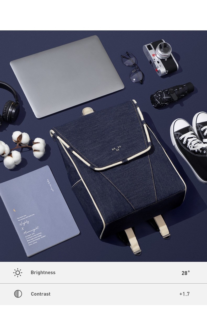 MAH Young Denim Women Laptop Backpack Korean Style Shoulder Bag Large ...