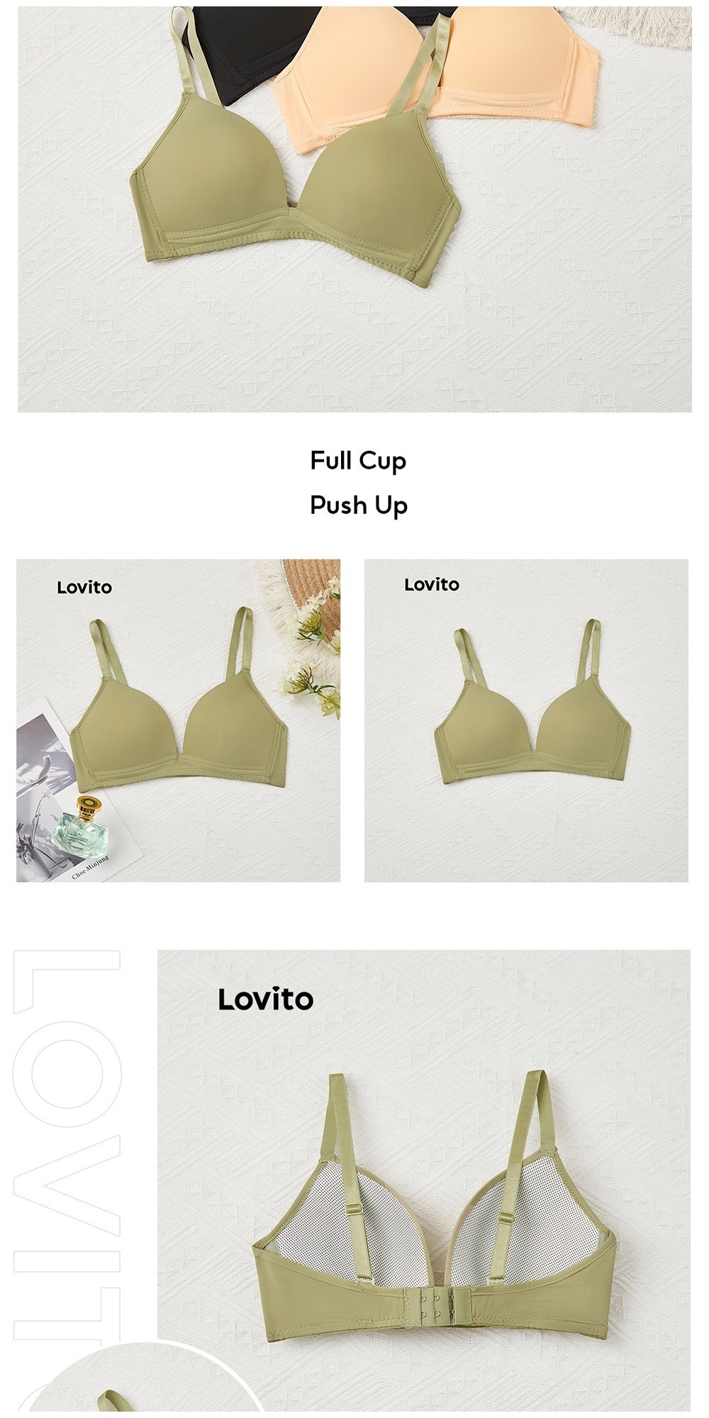 (trendy4) Lovito Casual Seamless Breathable Full Cup Push Up Bras with ...