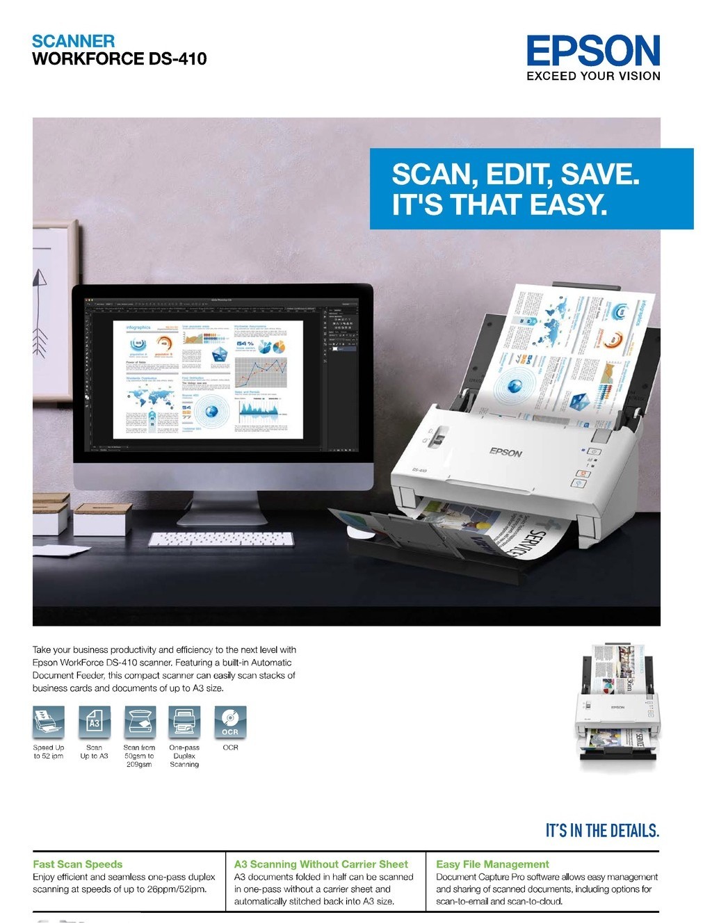 Epson WorkForce DS-410 Duplex Sheet-fed Document Scanner DS410 | Shopee ...