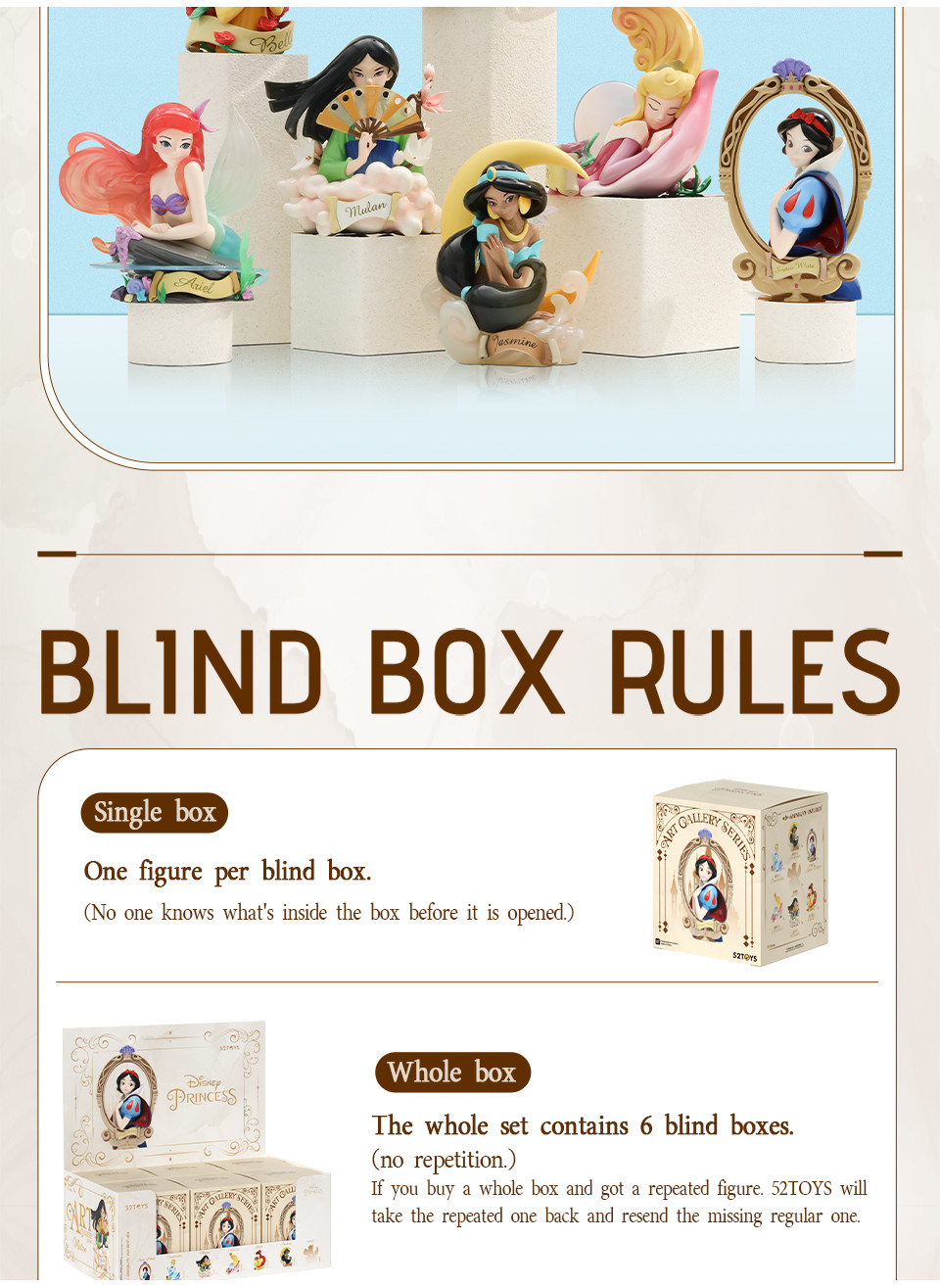 52TOYS Disney Princess Art Gallery Series Blind Box Figure Toy | Shopee Philippines