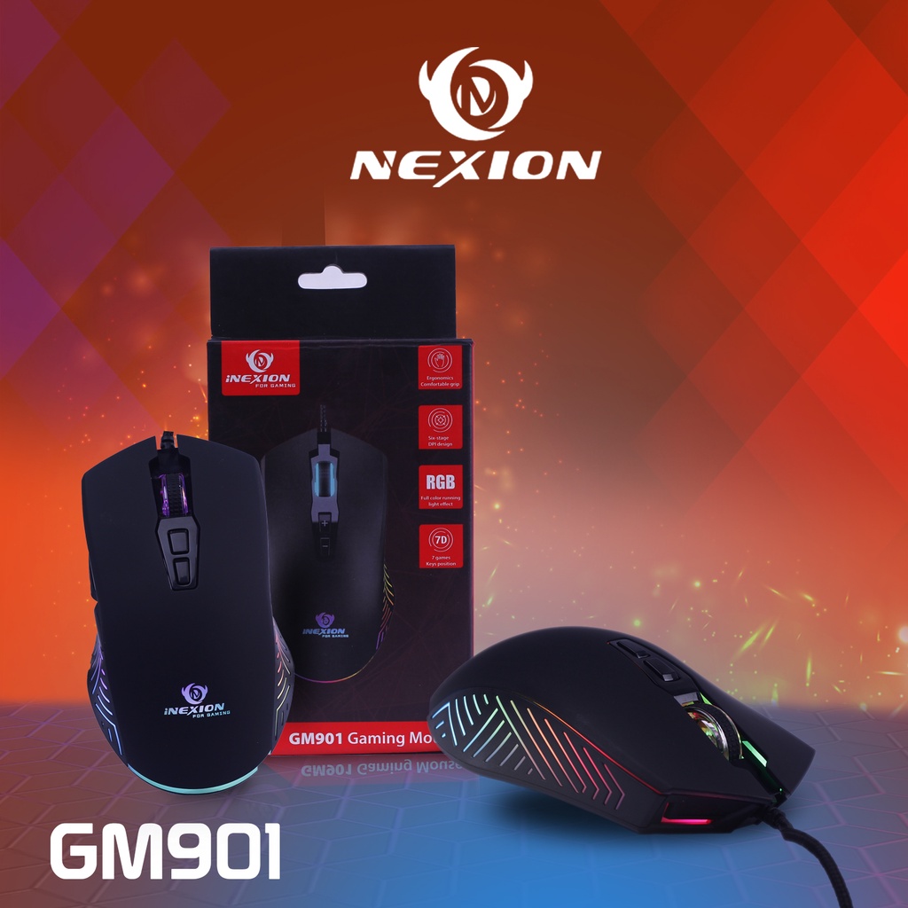 Nexion GM901 New Design RGB 7D Gaming Mouse have memory Six Stage Dpi ...
