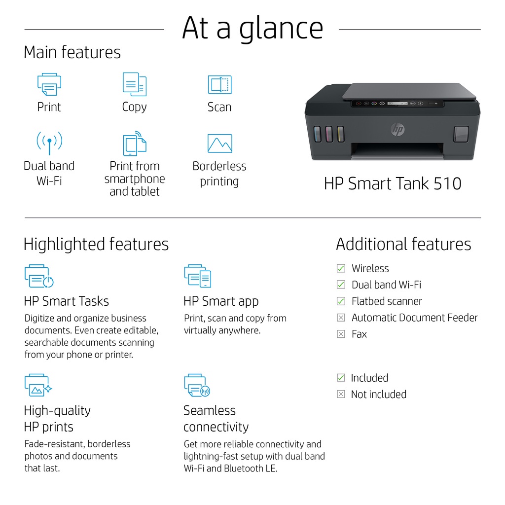 HP Smart Ink Tank (515/500/519) | A4 Color Printer | All in One Printer ...