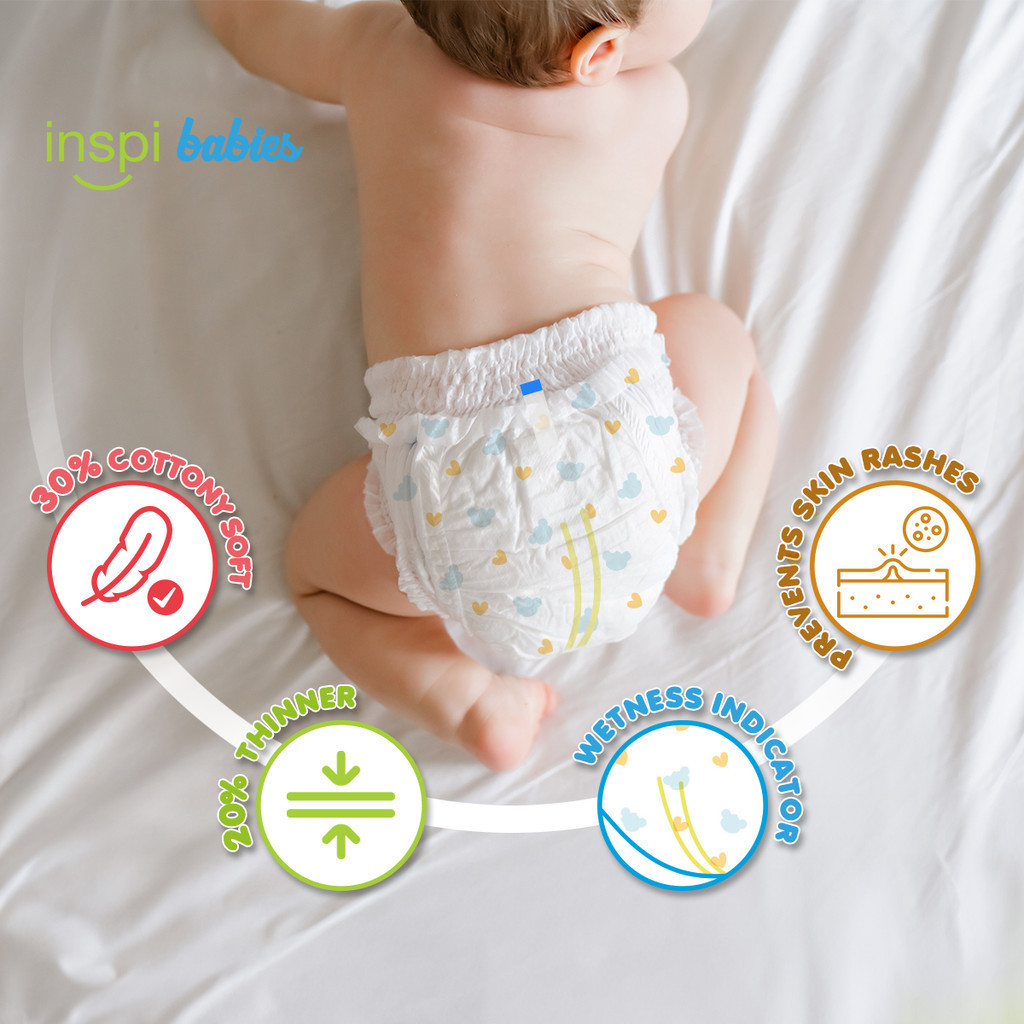 INSPI Babies Comfort Dry Baby Diaper for Baby Taped Newborn - Large ...