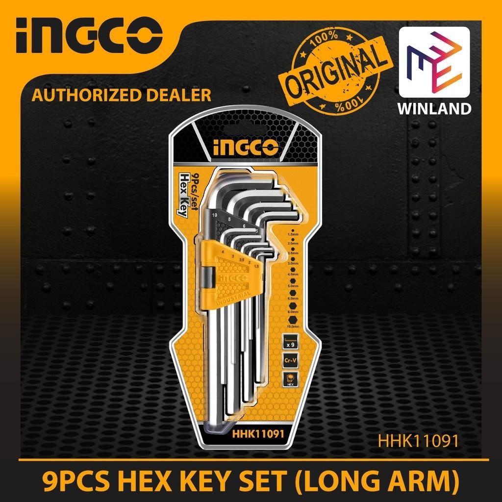 Ingco by Winland Tool Long Arm 9pcs Hex Allen Key Set w/ CR-V Material ...