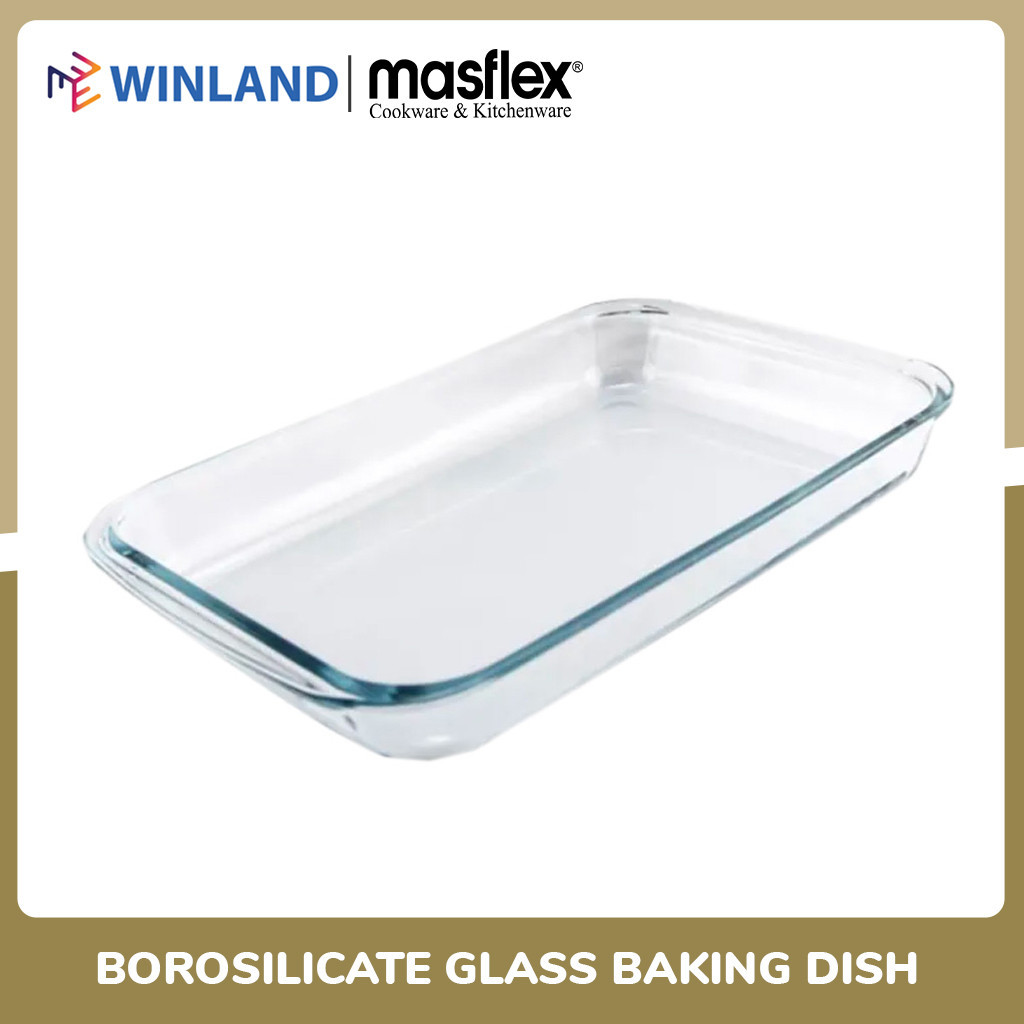 Masflex by Winland 3L Rectangular Borosilicate Glass Bakeware Baking Dish 100% Food Safe FE-3L ...