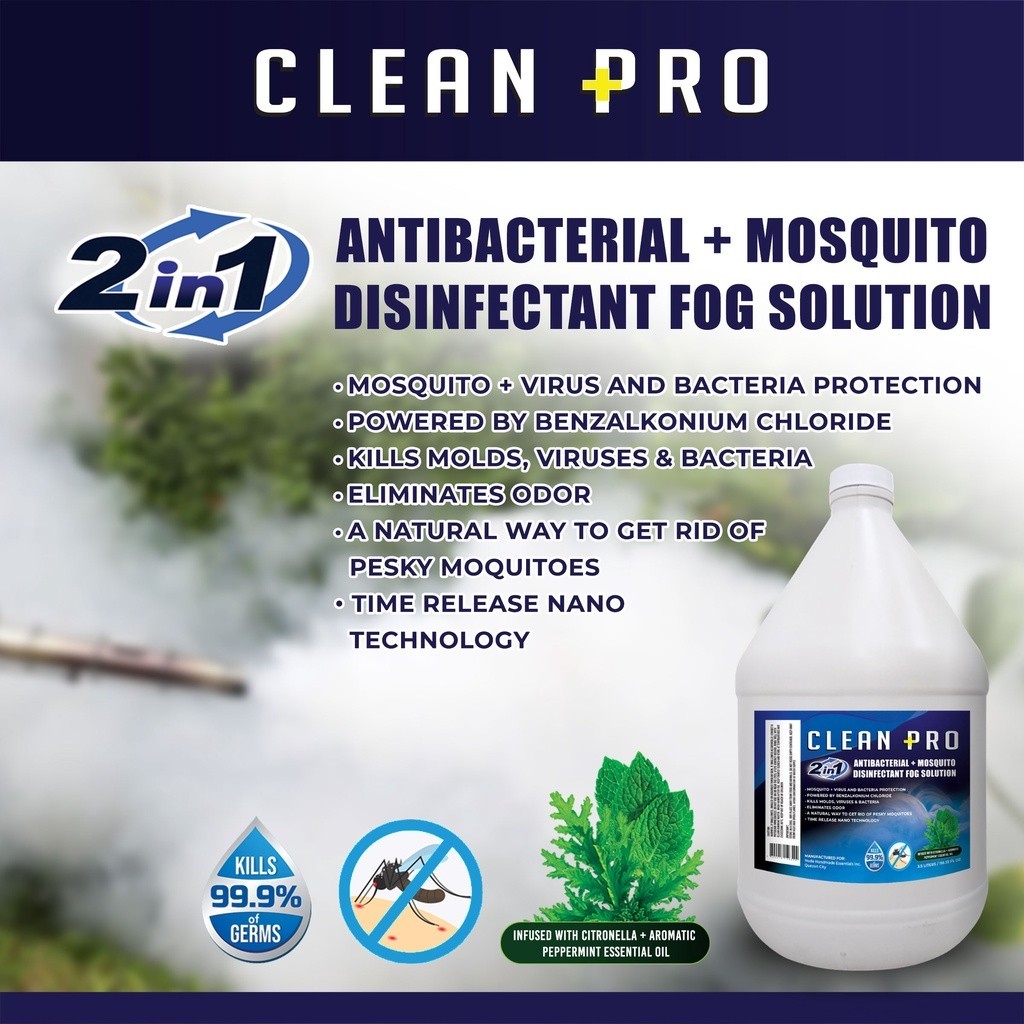 Clean Pro 2 In 1 Antibacterial + Mosquito Disinfectant Fog Solution ...