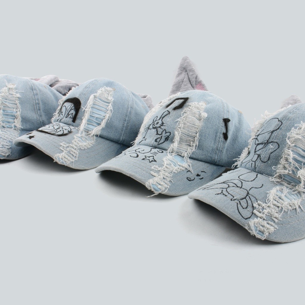 Kpop Idol Newjeans Graffiti Hat OMG HANNI Same Style Rabbit Ears cap ...