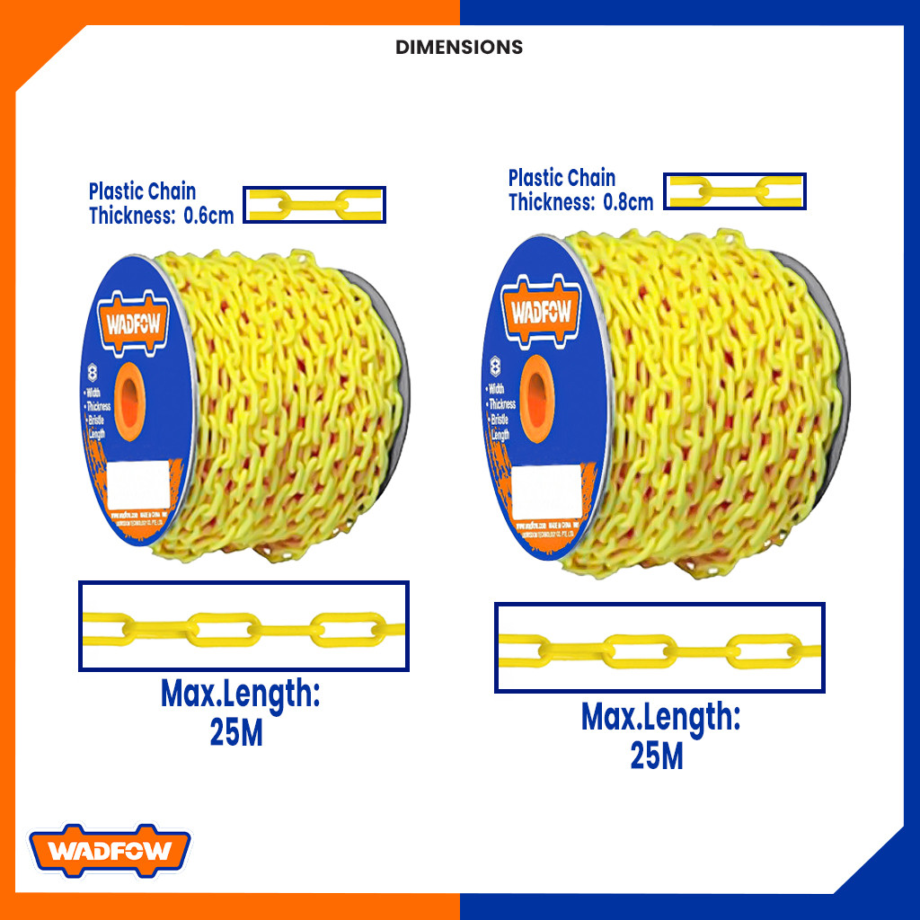Wadfow PP Plastic Chain 6mm x 25m / 8mm x 25m (WYJ6A06, WYJ6A08 ...