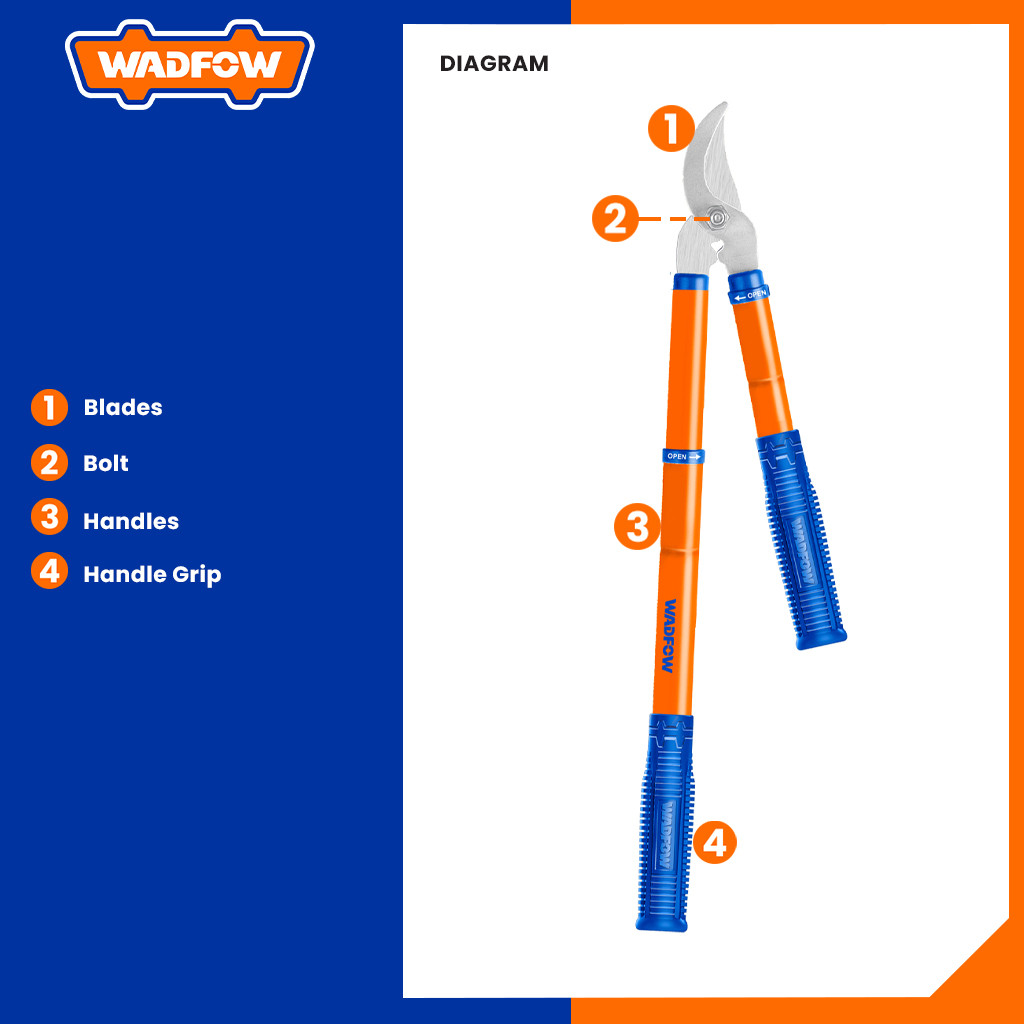 Wadfow WPR1E79 Telescopic Long Lopper Grass Cutter Scissors Trimmer ...