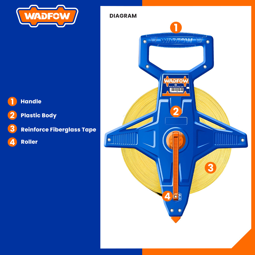 Wadfow Fiberglass Measuring Tape 100m X 12.5mm WMT25100 (WHT) | Shopee ...