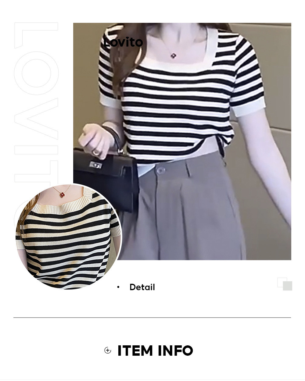 Lovito Women Casual Knit Top Striped Knit Tops LNA20138 (Red/Black) | Shopee Philippines