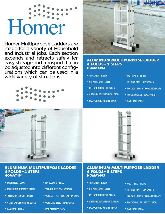 HOMER Multipurpose Ladder 4*3 Step Aluminum HOMAY403 | Shopee Philippines