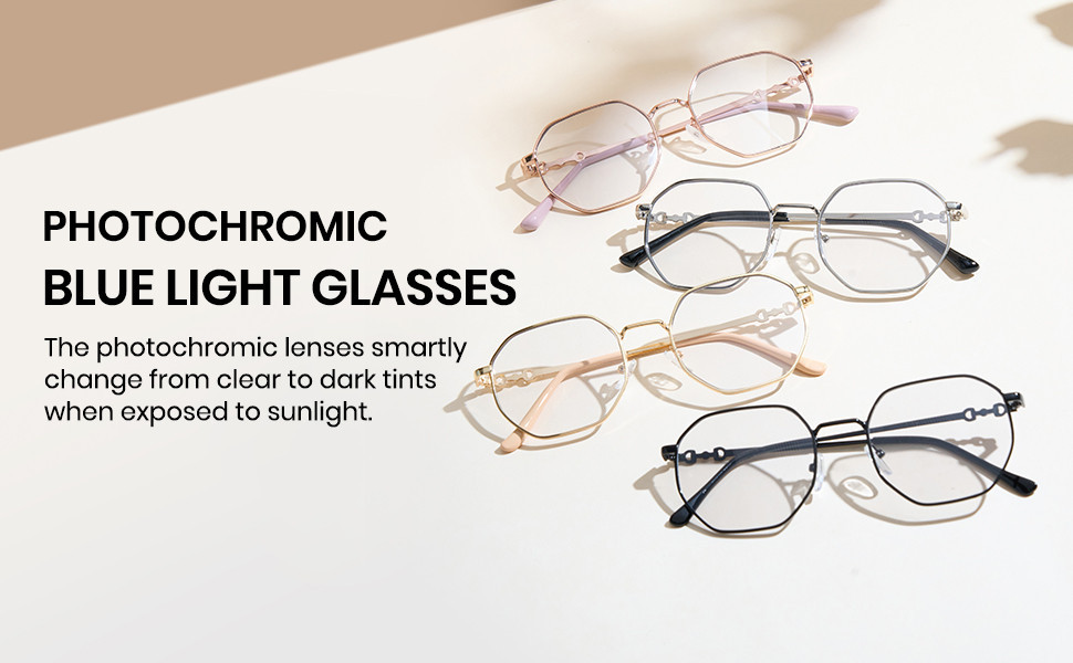 Cyxus Anti Rad Blue Light Photochromic Glasses Summer for Women Anti ...