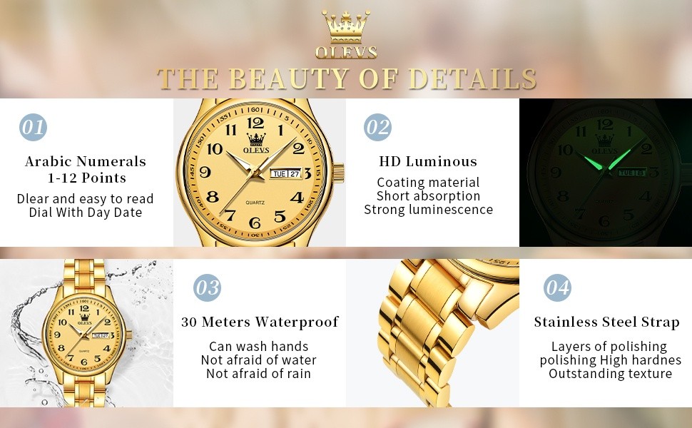 OLEVS Watch For Woman Elegant Gold Silver Women Waterproof Original ...