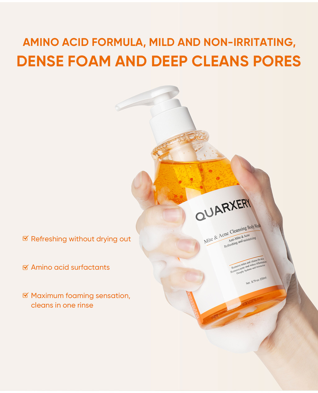【Official Original】QUARXERY Mite & Acne Cleansing Body Wash Antibacterial cleansing shower gel ...