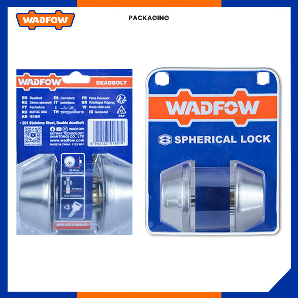 Wadfow 201SS 60/70mm Single/Double Cylinder Deadbolt Adjustable Backset ...