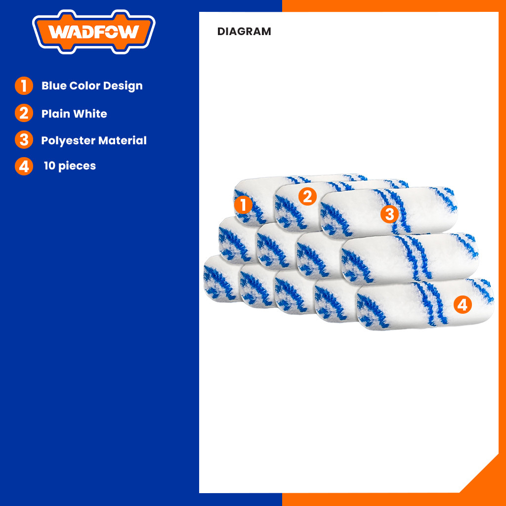 Wadfow Set of 10pcs 100mm/4inch Cylinder Paint Brush Rollers Cover ...