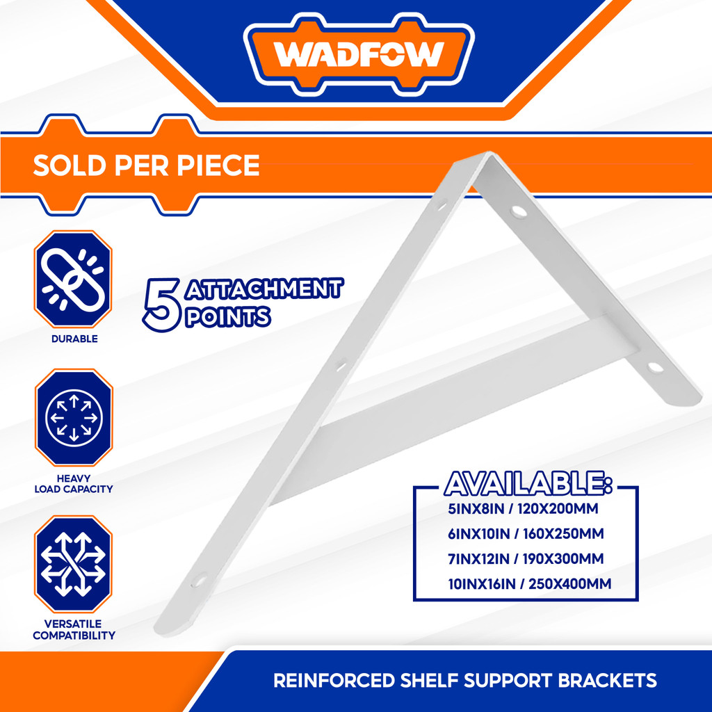 Wadfow 2mmThick Reinforced Shelf Support Brackets with 6-Fixing Points ...
