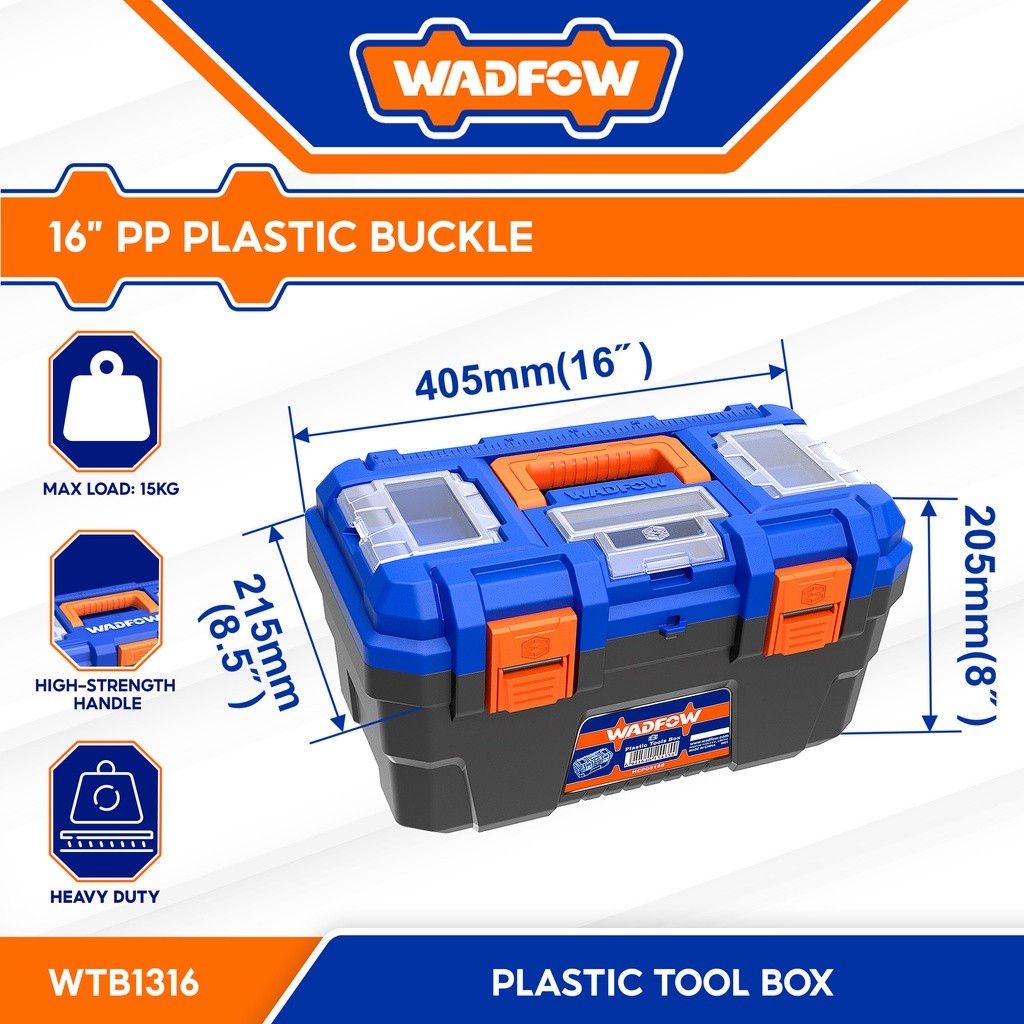 Wadfow 16" Plastic Tool Box Organizer Case with Removable Tray Heavy Duty | Shopee Philippines