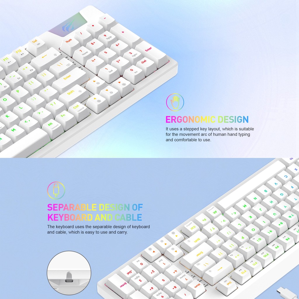Havit Mira KB885L || 95 Keys RGB Backlit Mechanical Keyboard || White ...