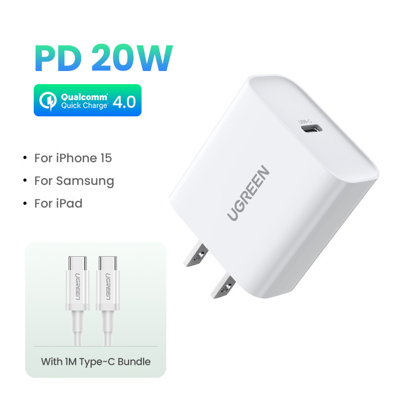 UGREEN Quick Charge USB-C 20W QC PD Charger + C to C 60W 1M Cable - PH ...