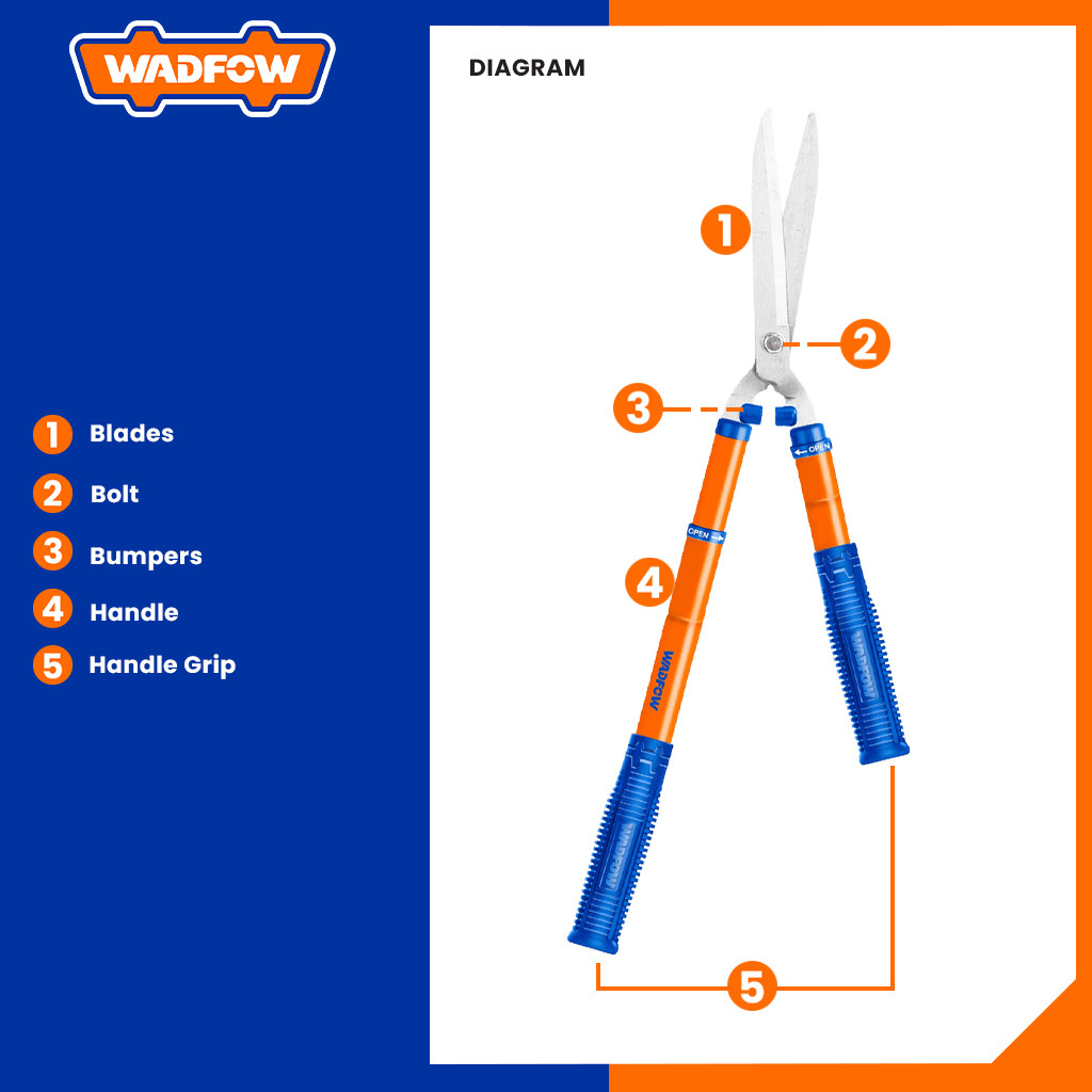 Wadfow Telescopic Hedge Shear Grass Cutter Scissors Trimmer (Blade) 600 ...