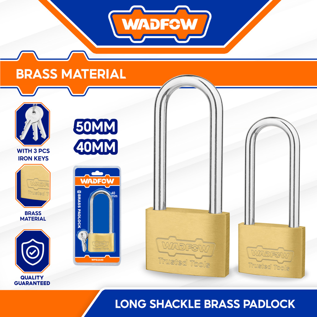 Wadfow Long Shackle Brass Padlock 30mm-50mm with 3 Pcs Iron Keys (WHT ...